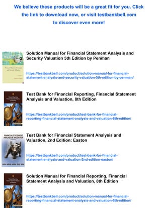 Financial Statement Analysis and Security Valuation Penman 5th Edition ...