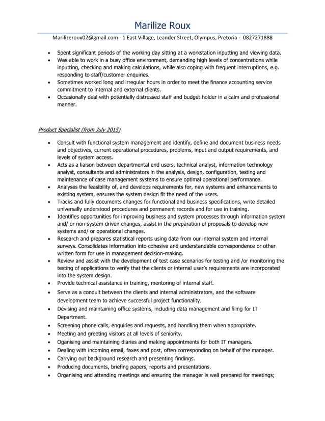 Marilize Roux CV | PDF | Dental Health | Diseases and Conditions