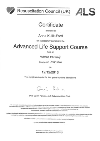 Resuscitation Council UK - Advanced Life Support Course | PDF | Medical ...