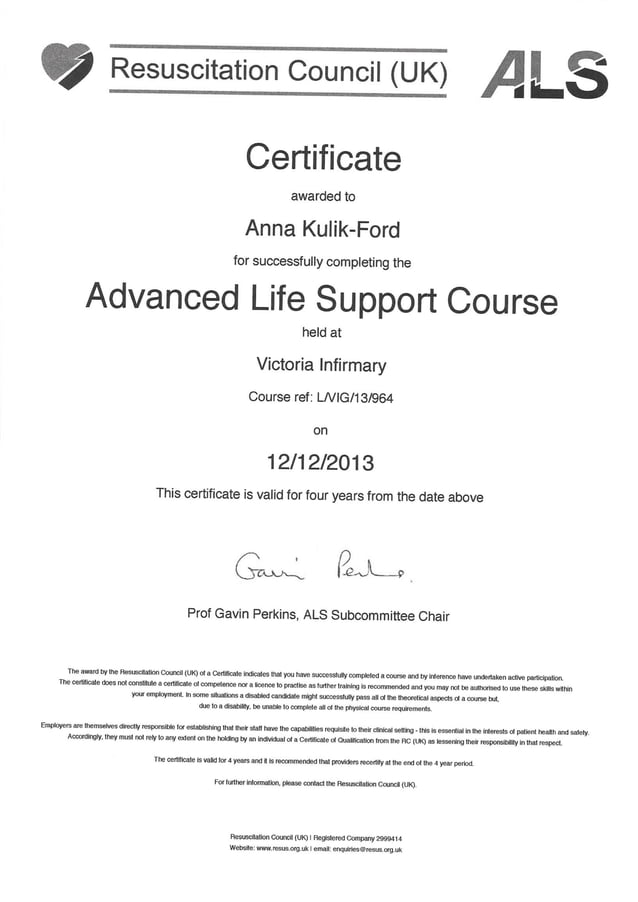 Resuscitation Council UK - Advanced Life Support Course | PDF