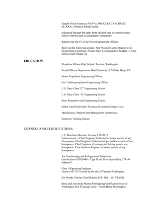 Steven Cserepes Chief Engineer Resume | DOC