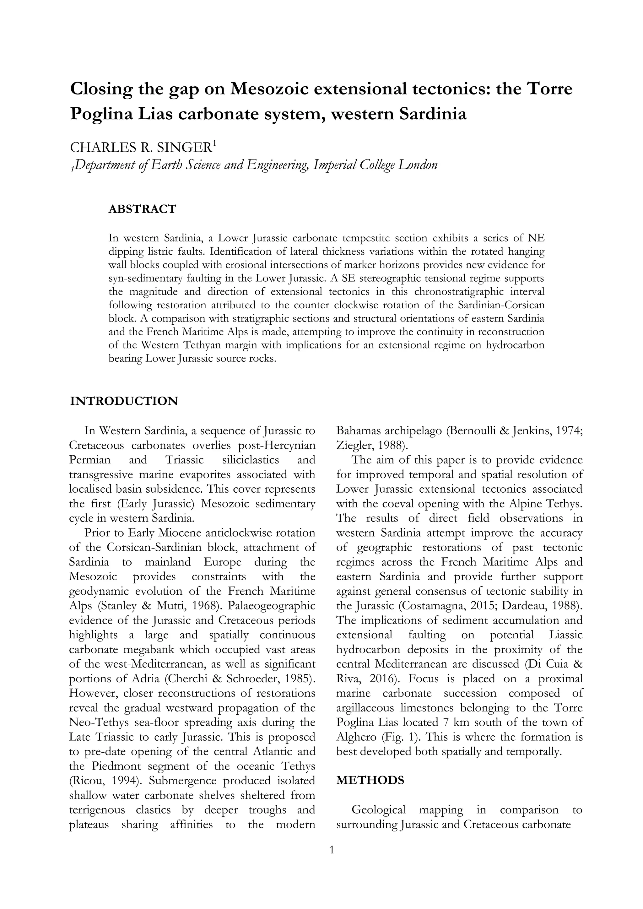 Charles R. Singer - Syn-rifting in the Lower Jurassic | PDF