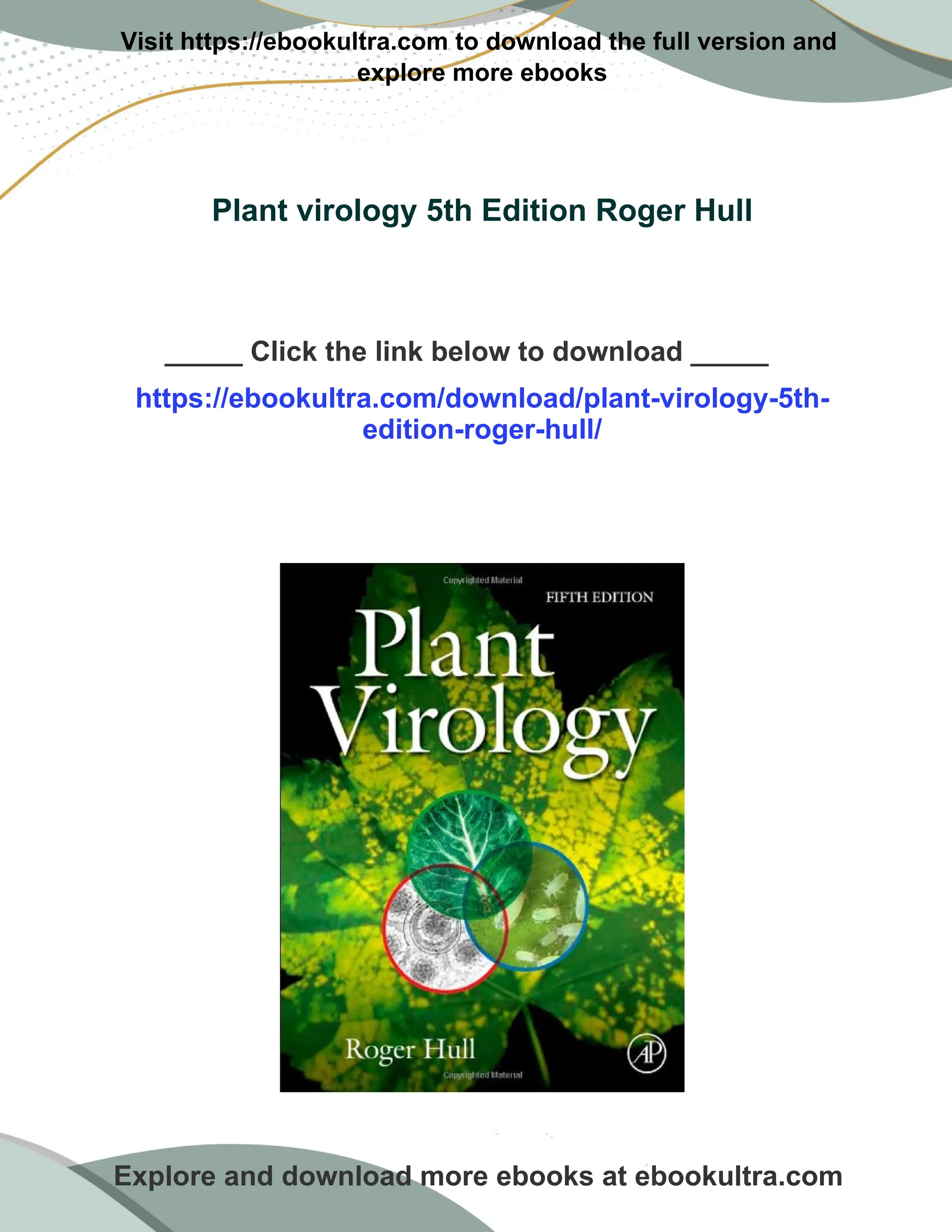 Plant virology 5th Edition Roger Hull all chapter instant download | PDF