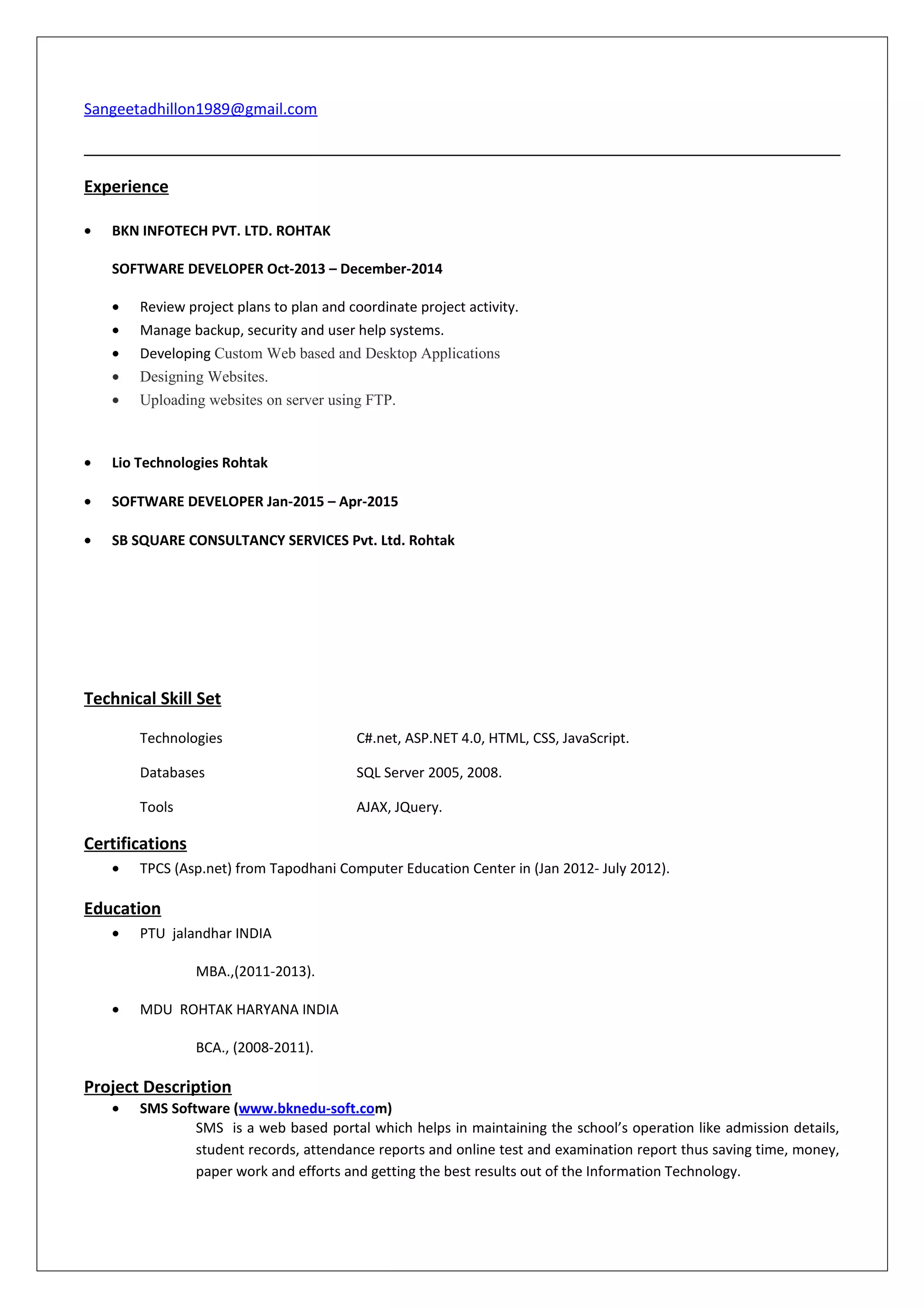 sangeeta Cover Letter With Resume | DOC