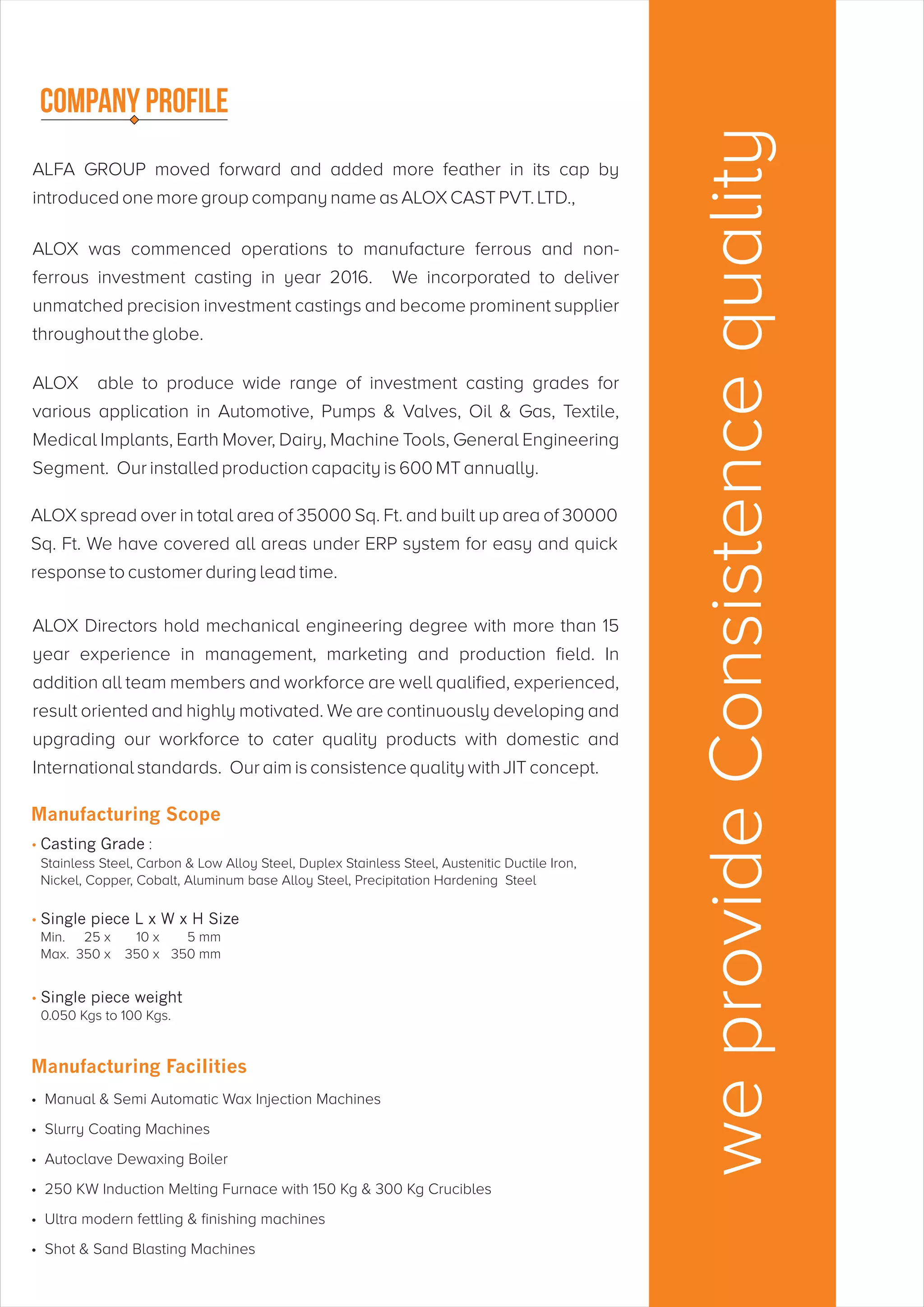 Brochure - ALOX Cast Pvt. Ltd. | PDF