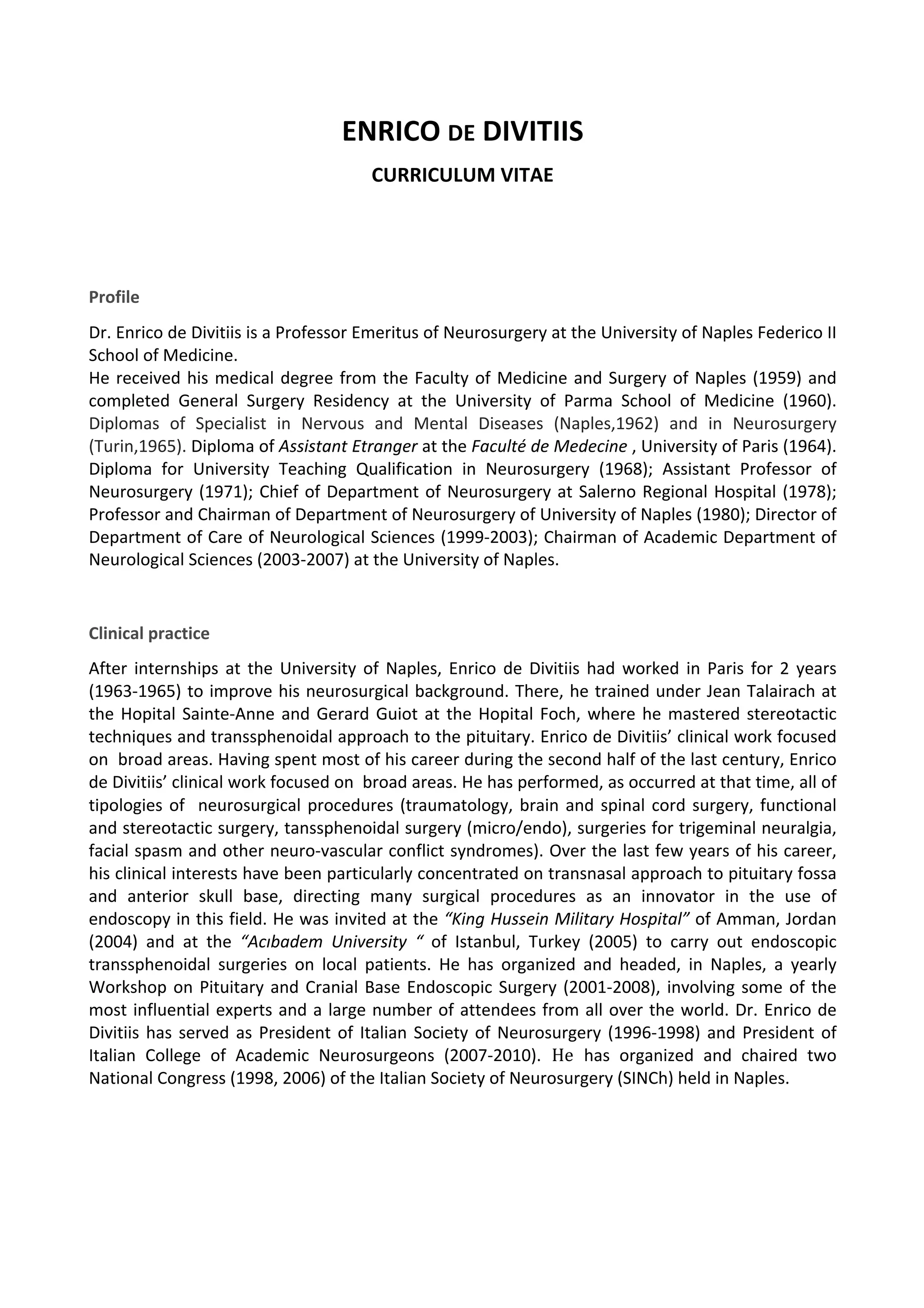 Enrico de Divitiis CURRICULUM 2015 | PDF