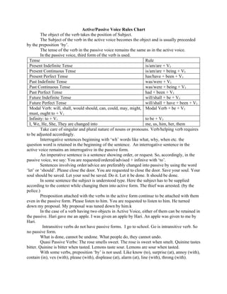 active-passive-voice-rules-chart | PDF