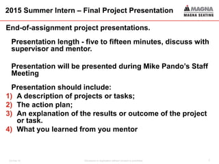 2015 Summer Internship End Presentation | PPT