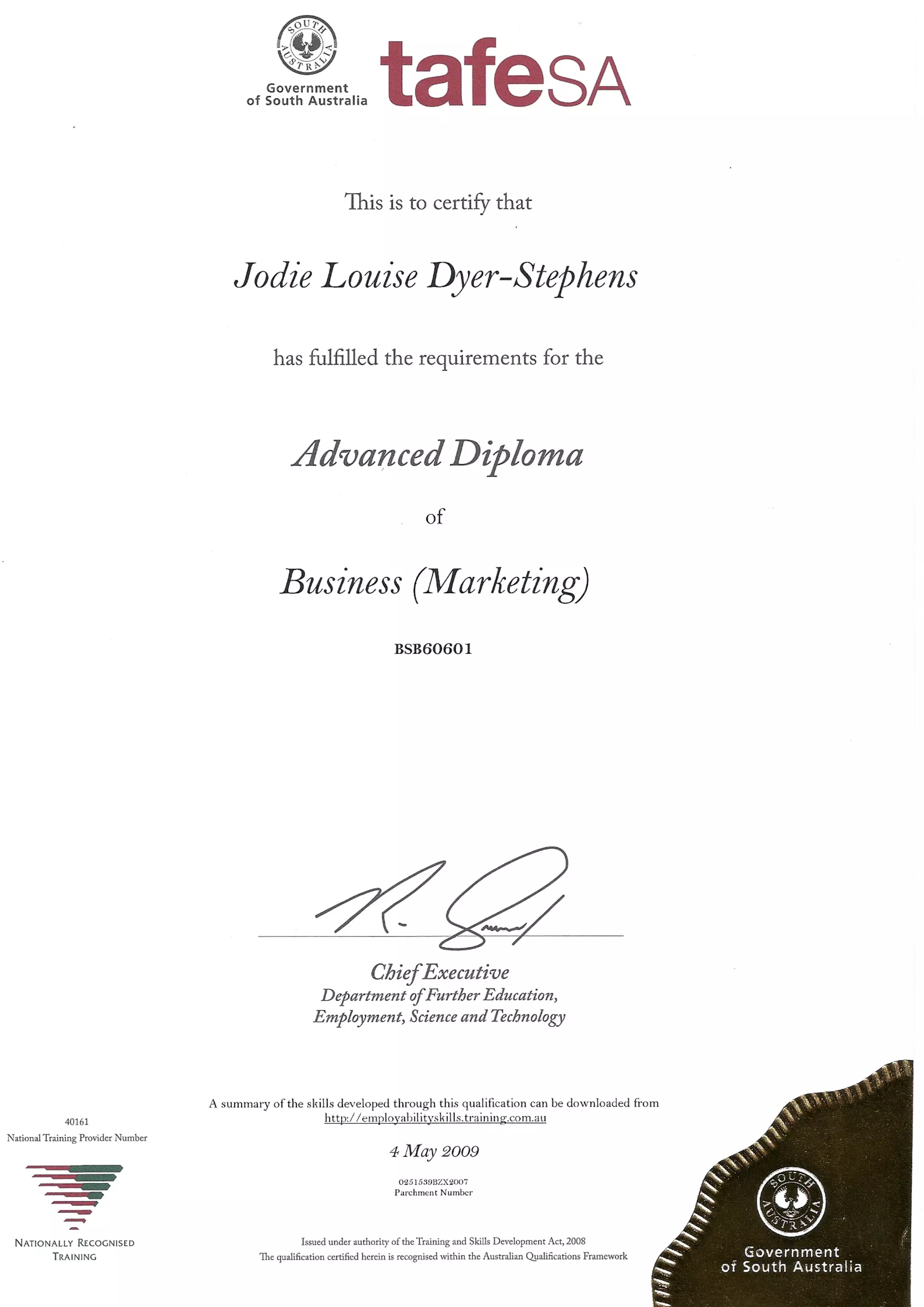 Advanced Diploma Certificate | PDF