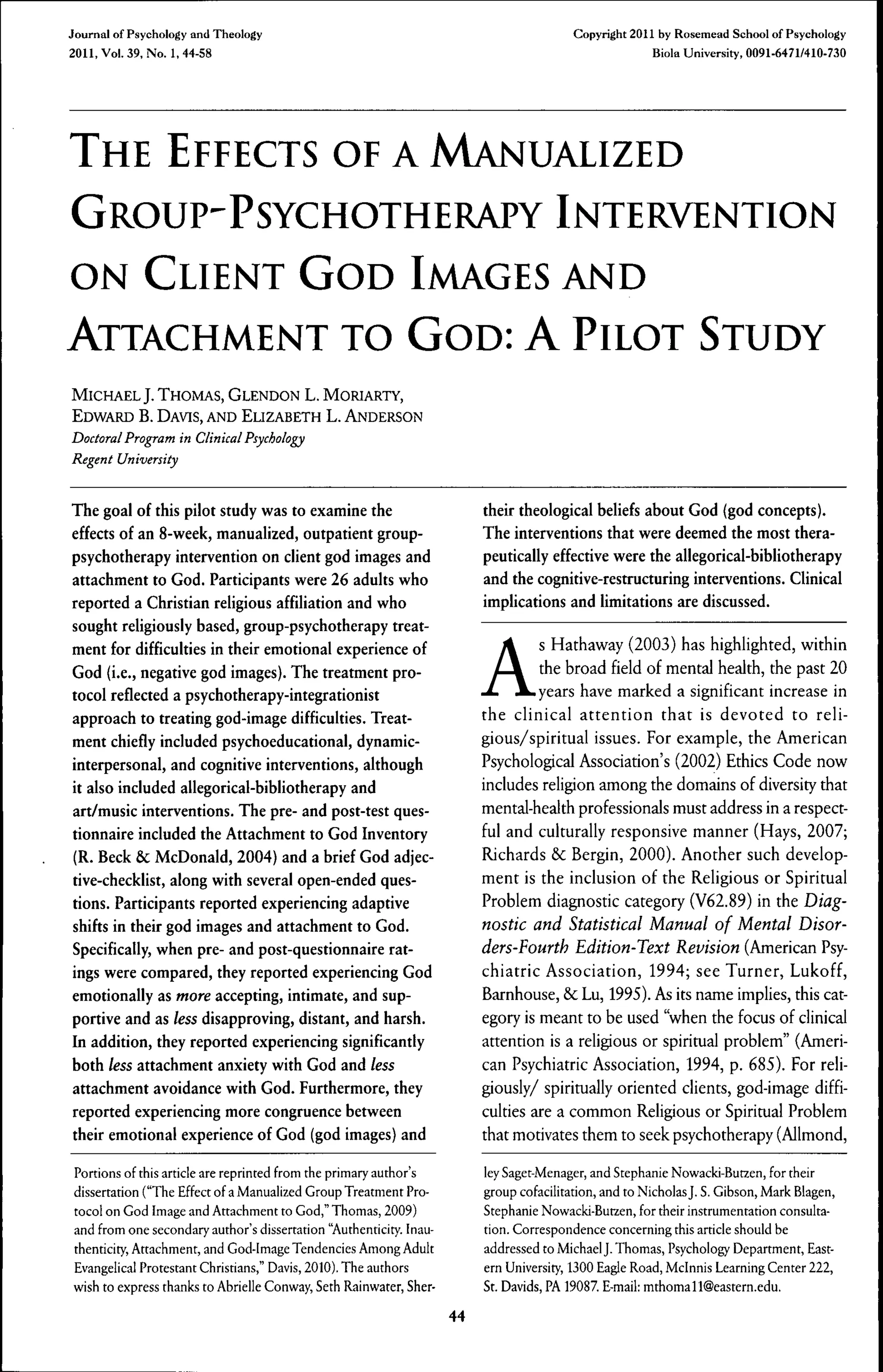 Thomas, Moriarty, Davis and Anderson, 2011 | PDF