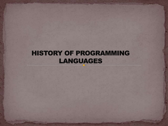 History of Programming Language | PPT