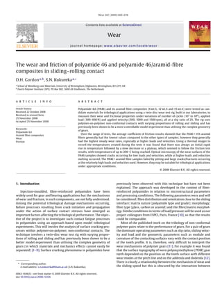 D.H. Gordon and S.N. Kukureka, Wear, 267, (2009) 669 - 678. | PDF