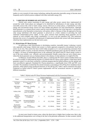 Review on Optimised Configuration of Hybrid Solar-PV Diesel System for ...