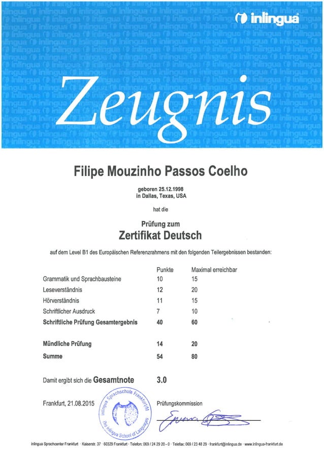 Certificate Deutsch B1 | PDF