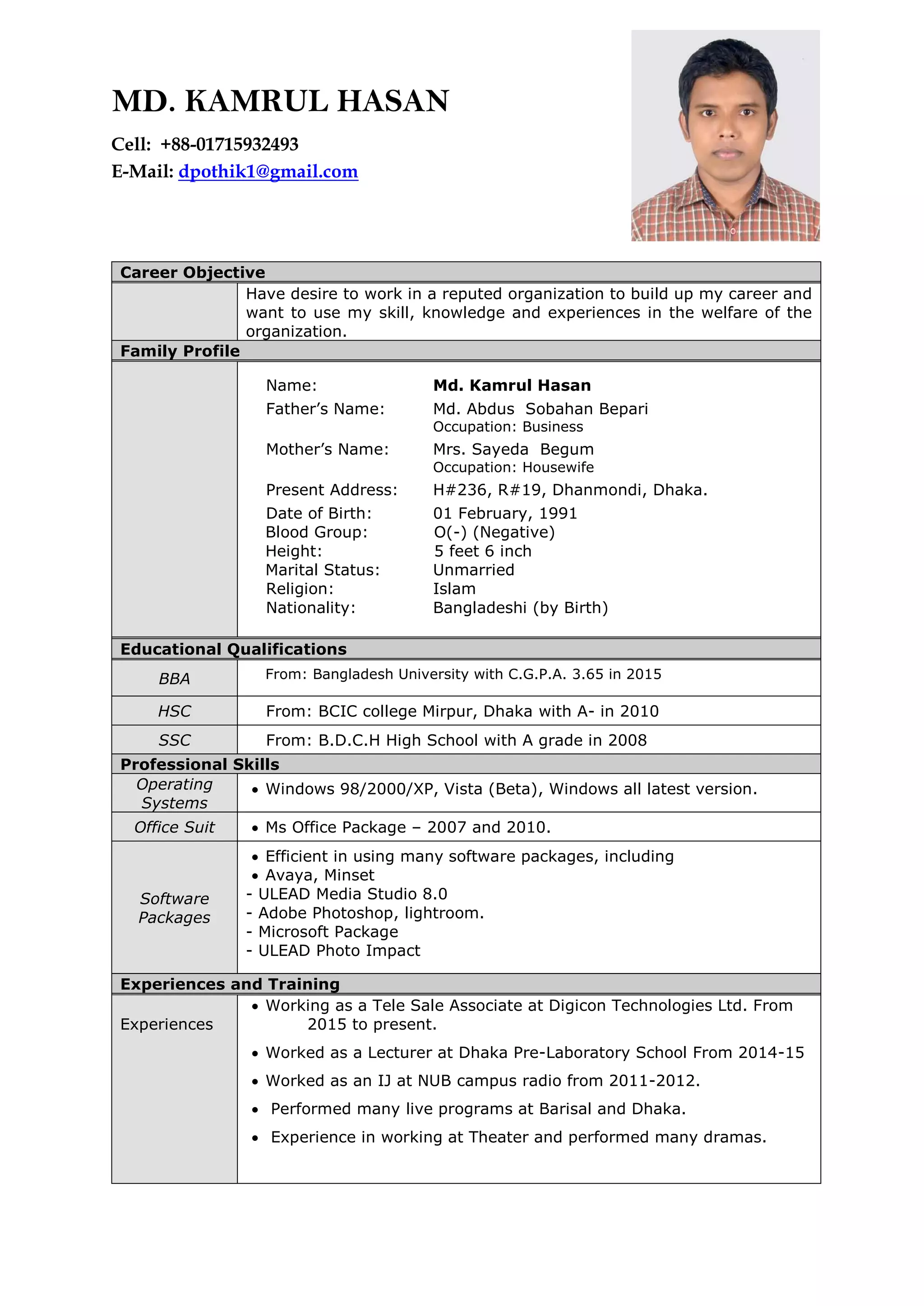 Resume of Hasan | PDF