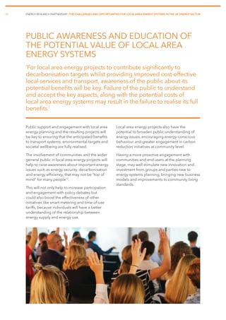 THE CHALLENGES AND OPPORTUNITIES FOR LOCAL AREA ENERGY SYSTEMS IN THE ...