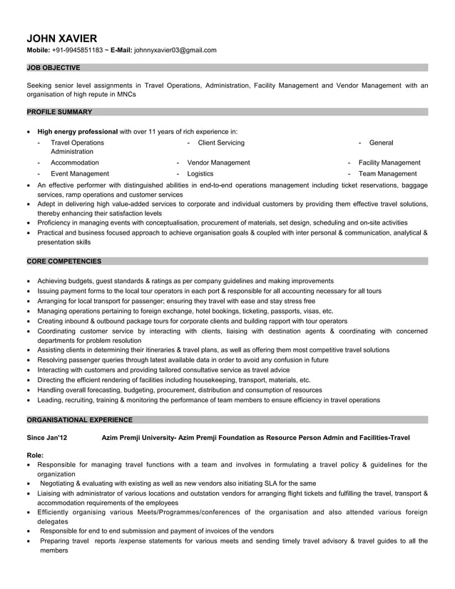 Resume | DOC | Business Travel | Travel Type