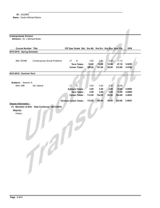 Unofficial Transcript | PDF