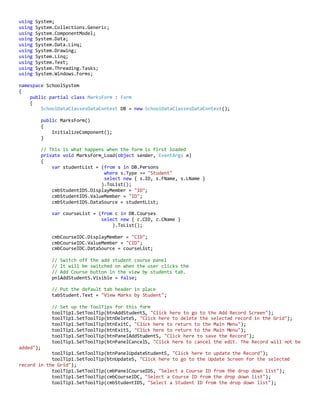 School System C# Code | DOCX