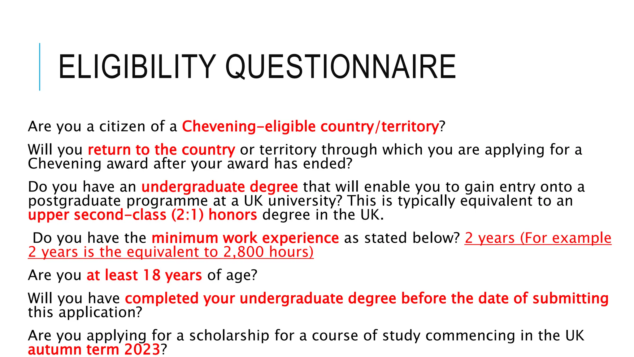 CHEVENING SCHOLARSHIP. PowerPoint presentation | PPTX