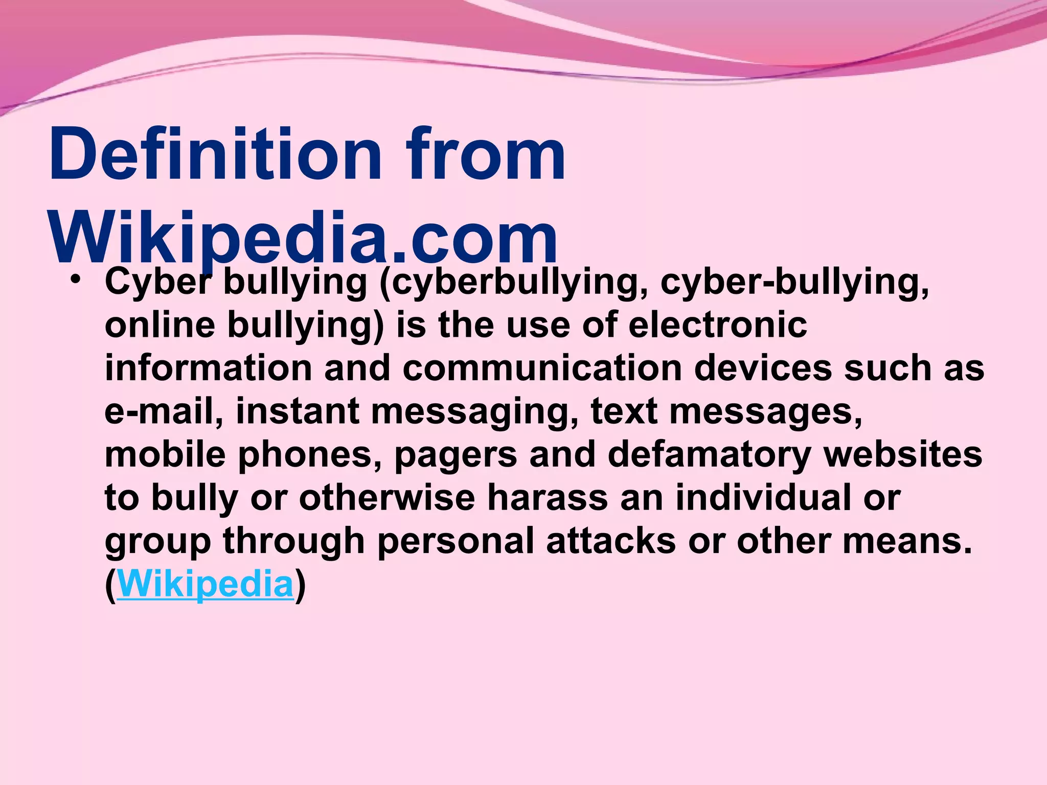 What is Cyberbullying presentation | PPT
