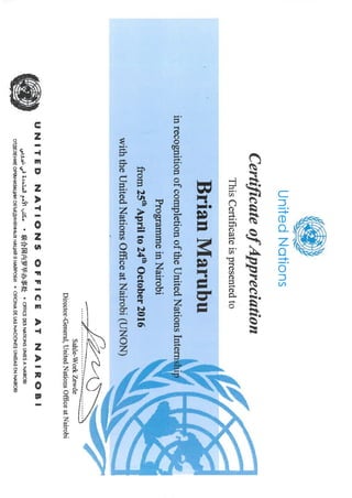 Brian Marubu's UN Certificate | PDF