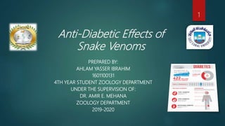 Anti-Diabetic Effect of Snake Venoms | PPTX | Endocrine and Metabolic ...