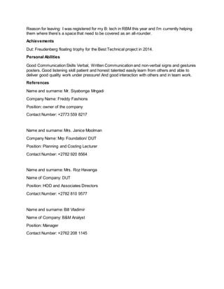 Philani CV | DOCX
