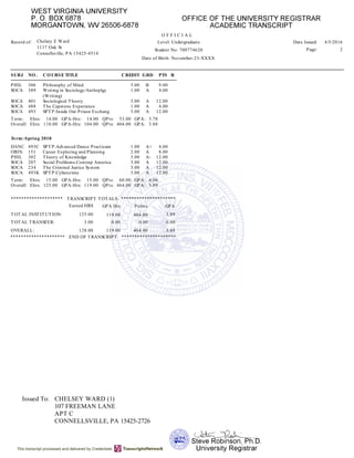WVU Official Transcript | PDF