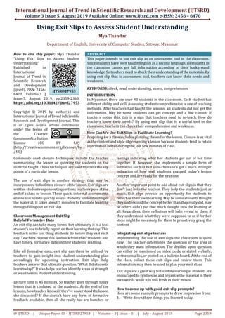 Using Exit Slips to Assess Student Understanding | PDF