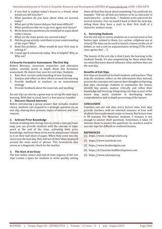 Using Exit Slips to Assess Student Understanding | PDF