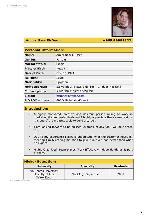 amira modified CV | DOC