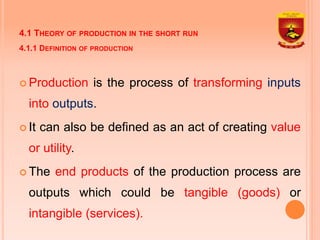 Economy about theory of production and cost | PPTX