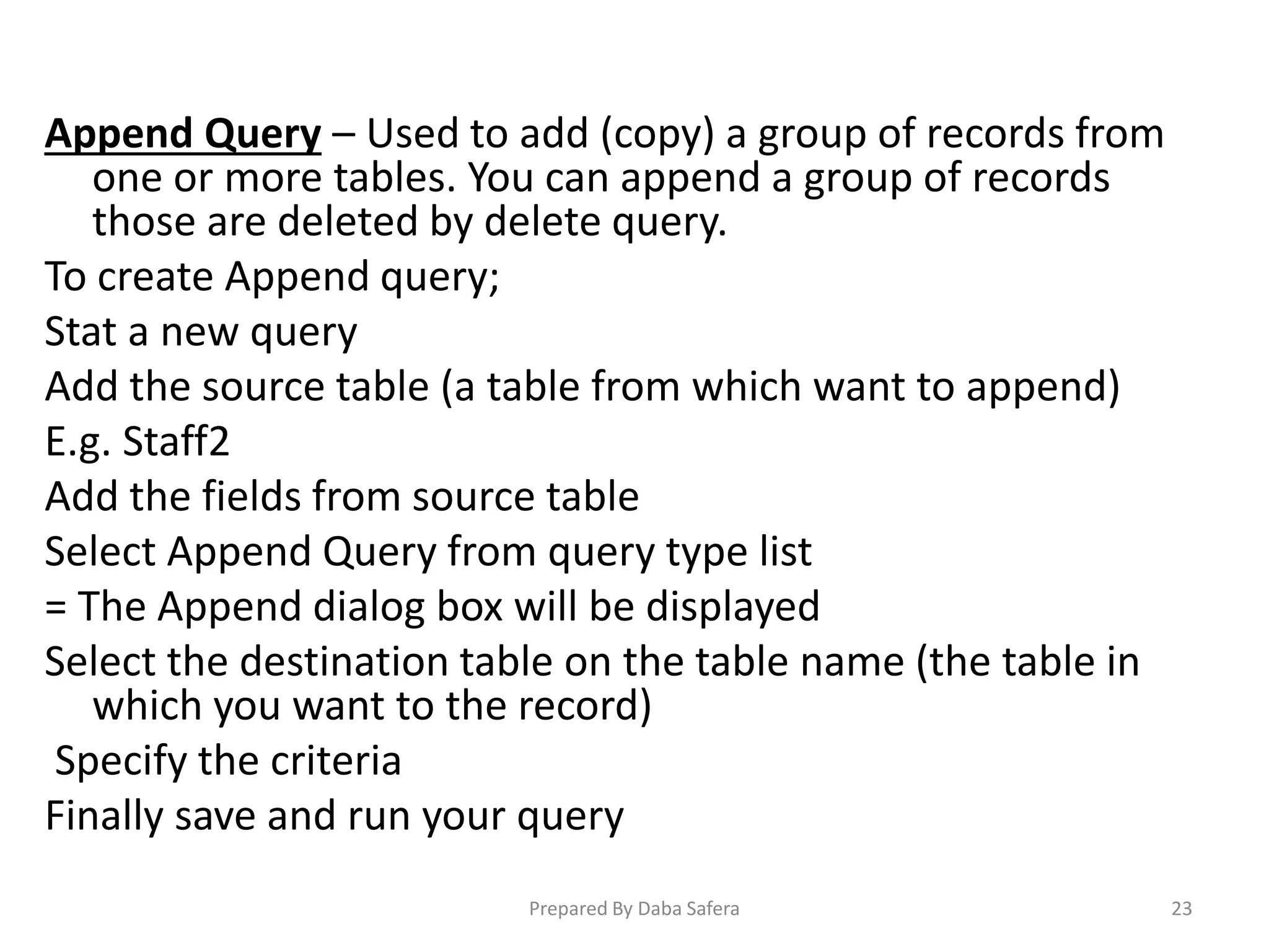 OPERATE DATABASE APPLICATION | PPTX