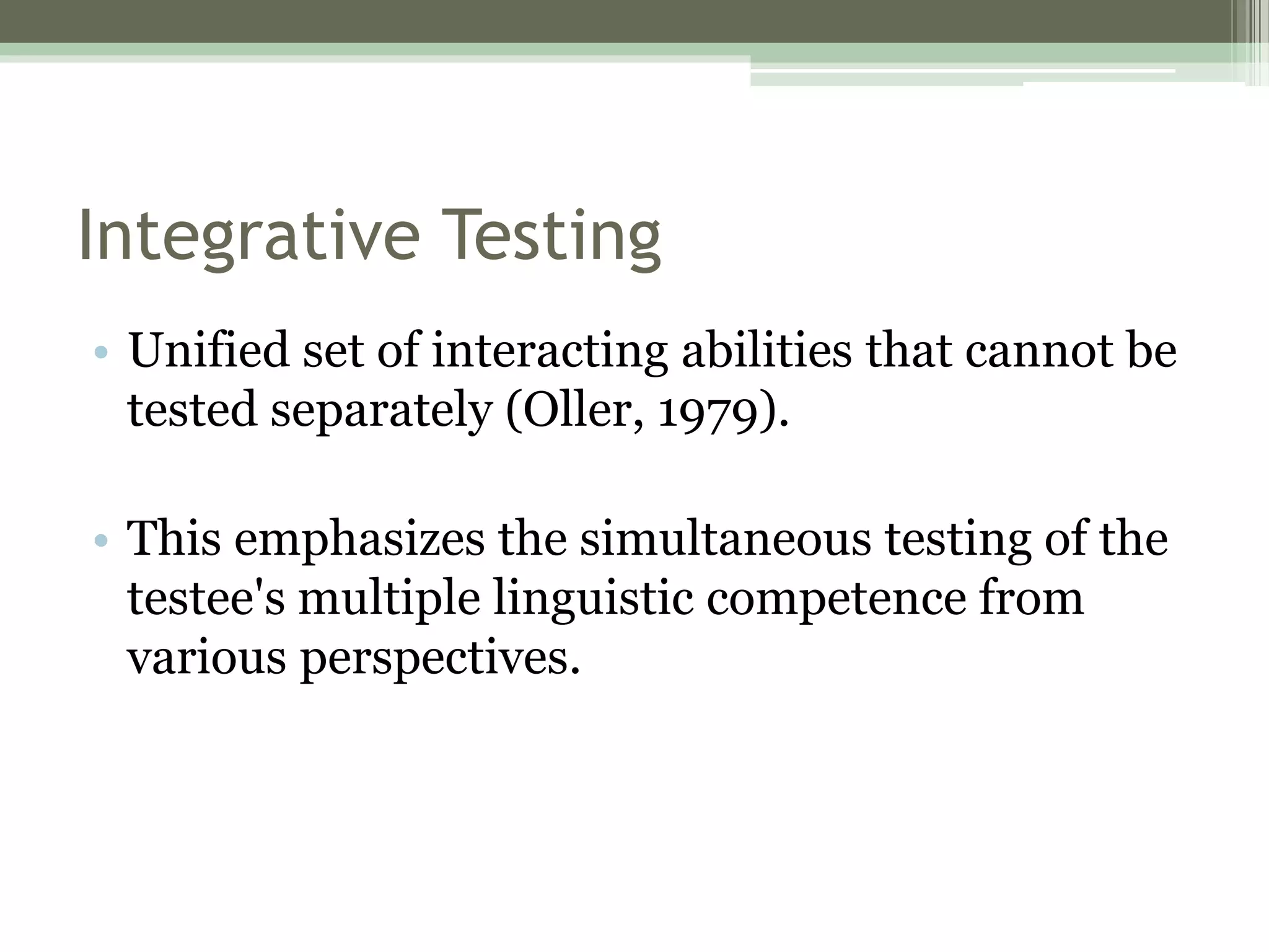 discrete-point and integrative testing | PPTX