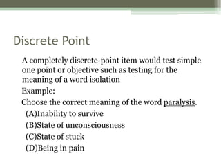 discrete-point and integrative testing | PPTX