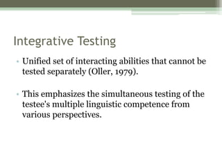 discrete-point and integrative testing | PPTX