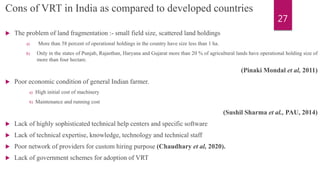 Pros and cons of VRT in Indian Agriculture as compared to Developed ...