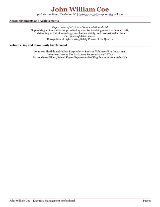 John Coe Resume 2015 | PDF | Air Travel | Travel Type