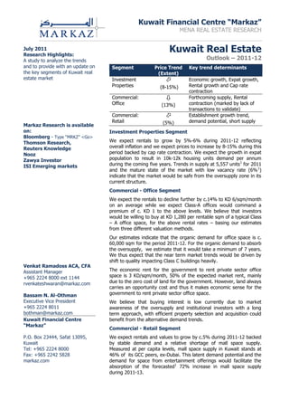 Kuwait Real Estate Outlook (Jul-2011) | PDF