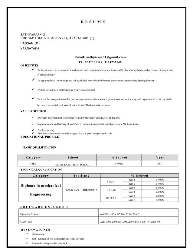 SATHYA RESUME 2 | PDF