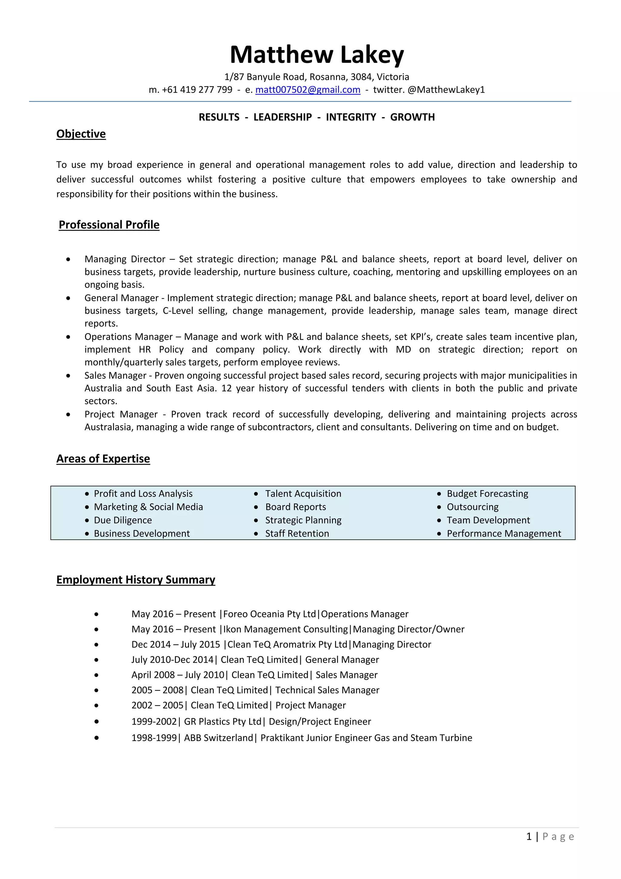 CV- Matthew Lakey 170129 Rev 0 | PDF
