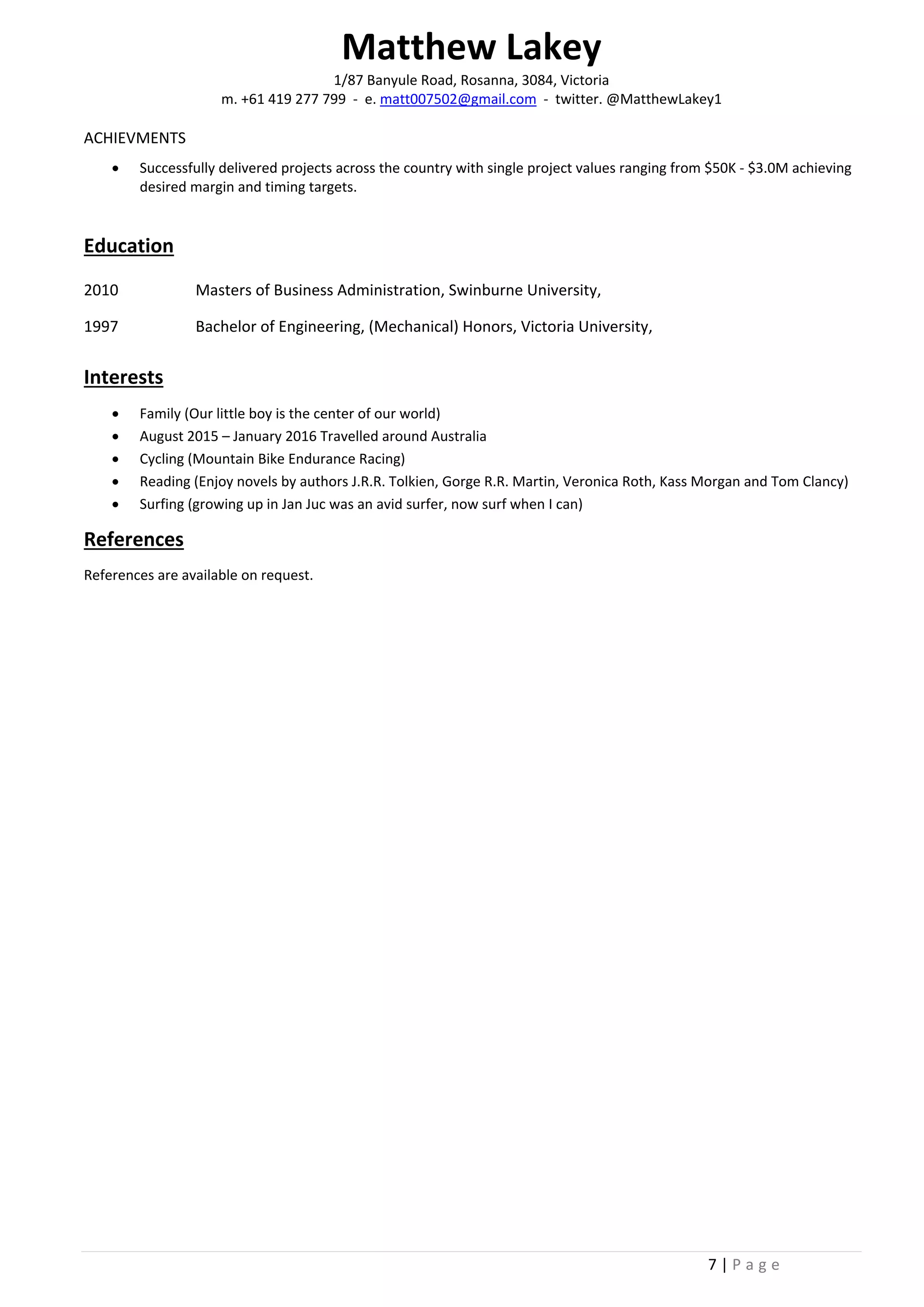 CV- Matthew Lakey 170129 Rev 0 | PDF