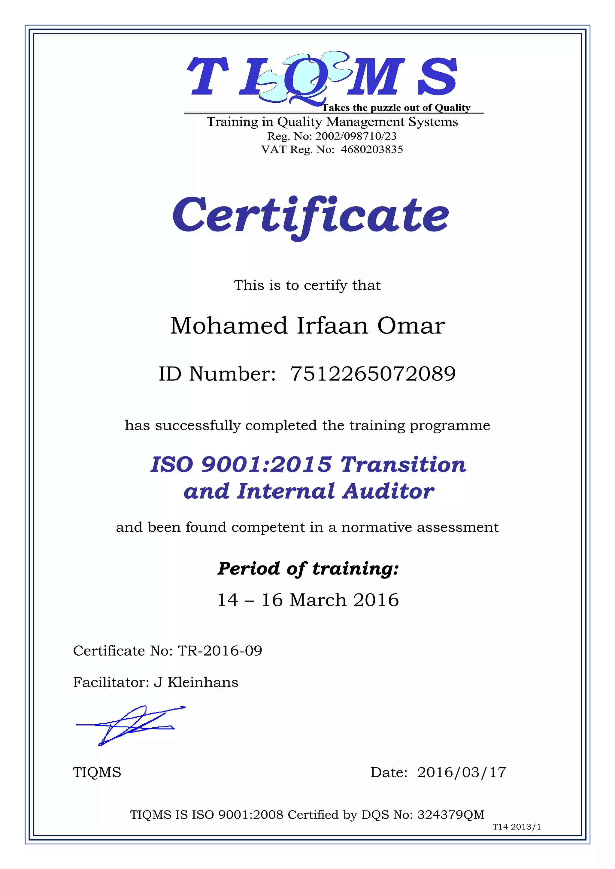 ISO 9001 TRANS MI Omar | PDF