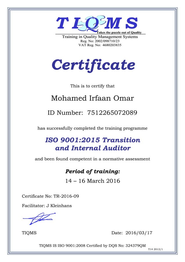 ISO 9001 TRANS MI Omar | PDF