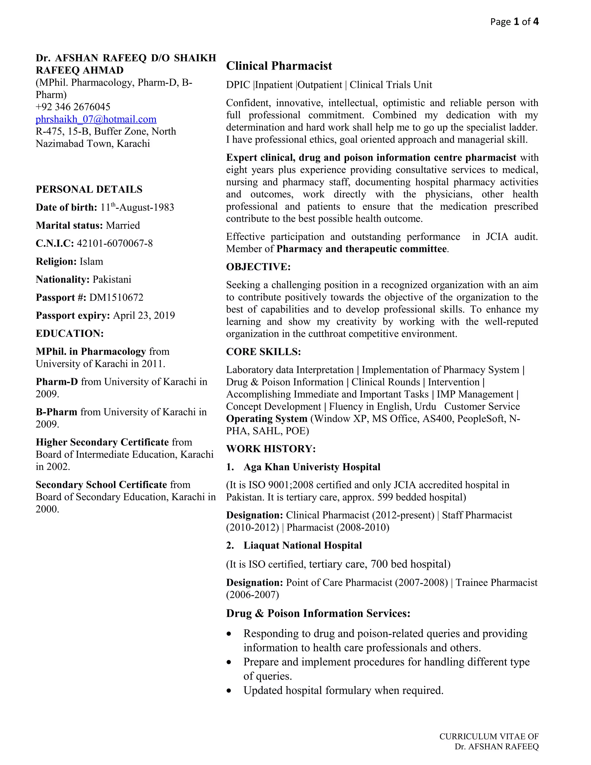 Dr. Afshan Rafeeq _CV | DOC