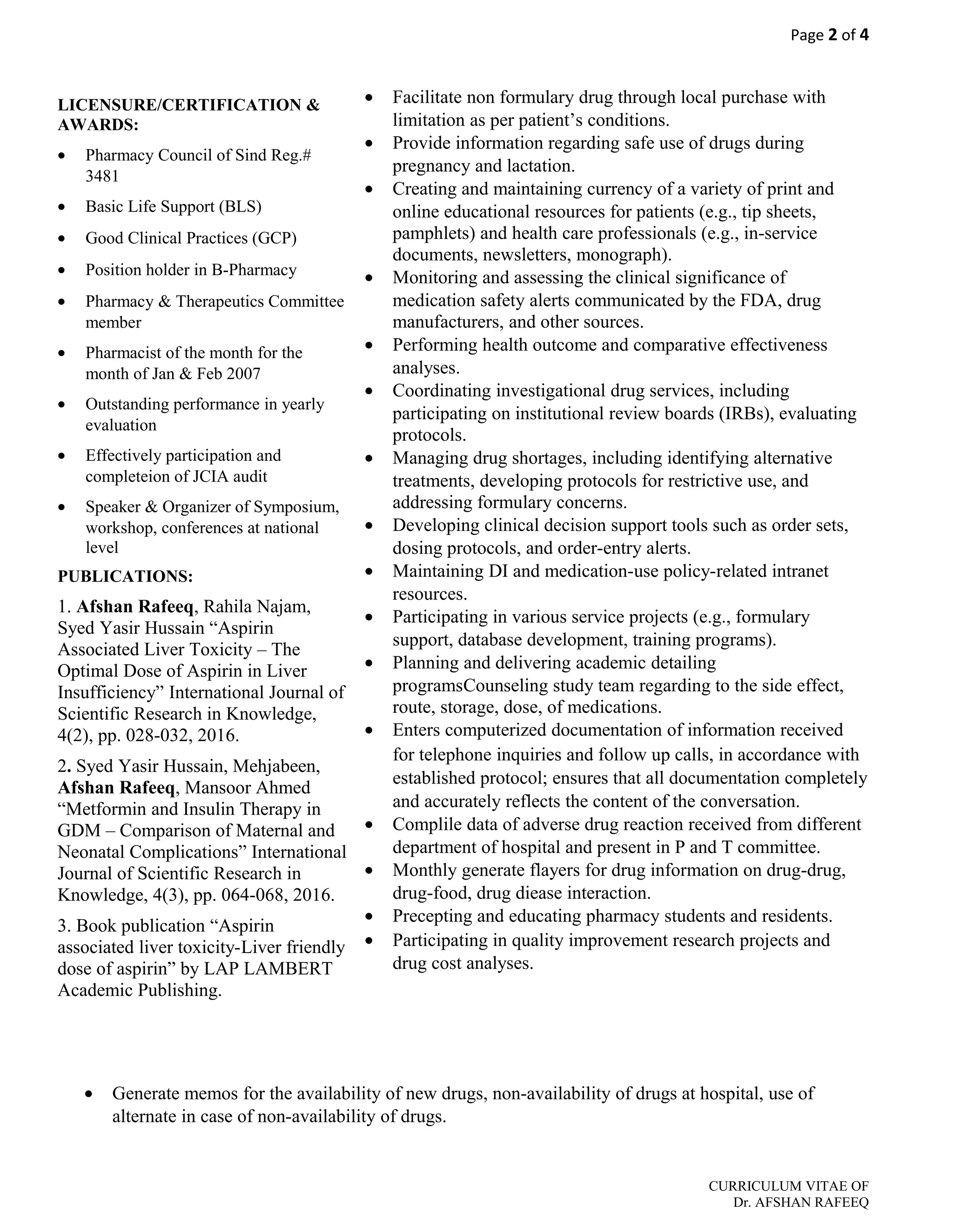 Dr. Afshan Rafeeq _CV | PDF