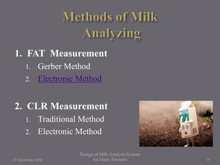 Design of Milk Analysis Embedded System for Dairy Farmers | PPTX