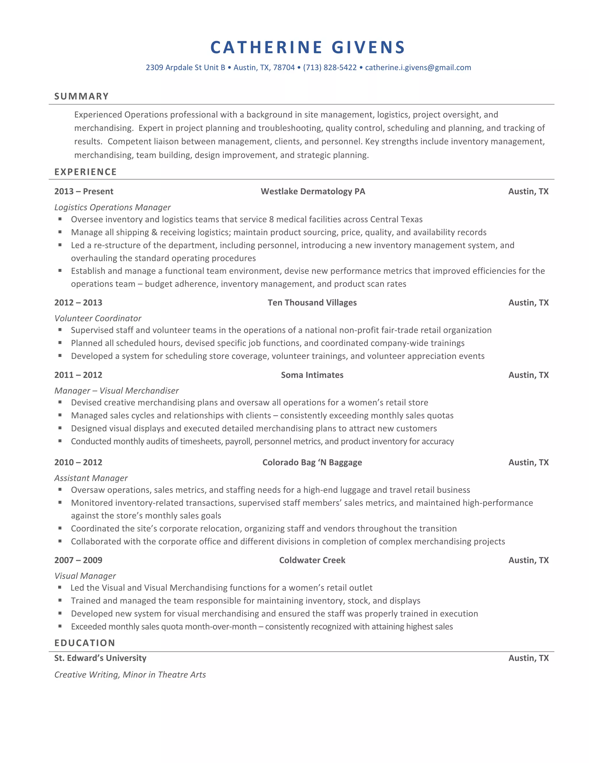 Catherine Givens Resume | PDF