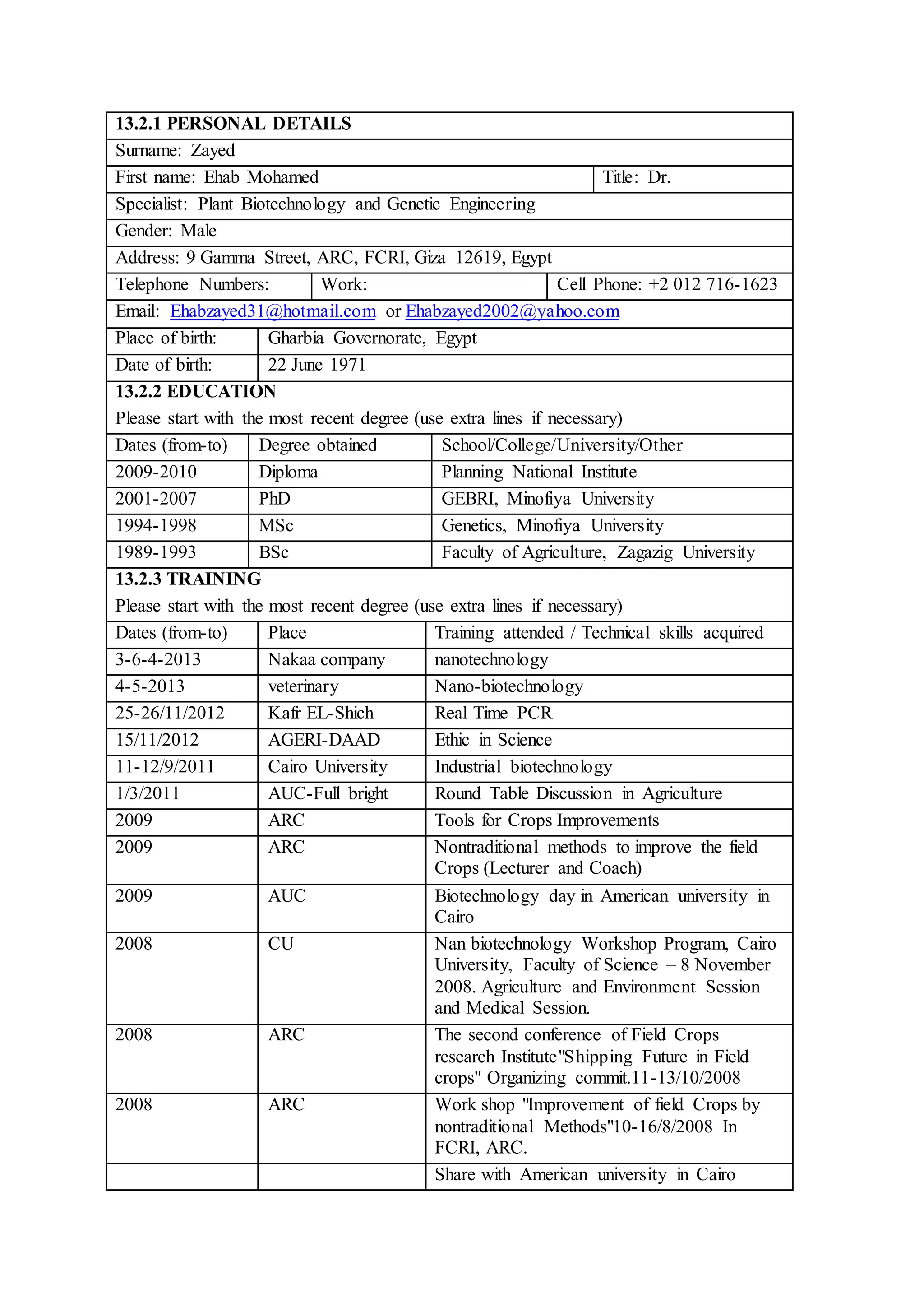 Ehab zayed2013 cv | DOCX